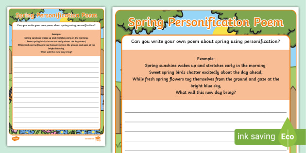 Spring Personification Poem Writing Frame (teacher made)