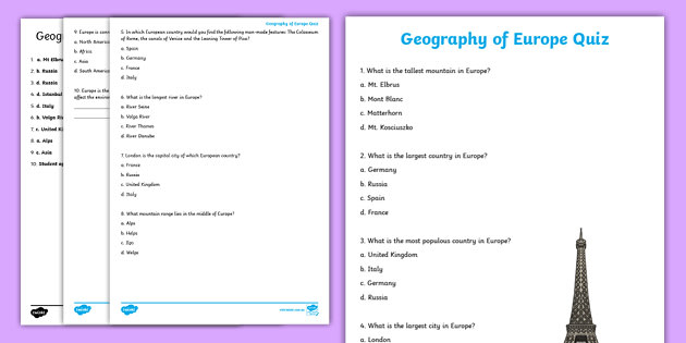Crash Course Podcast Geography of Europe Quiz (teacher made)
