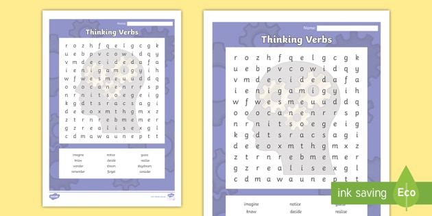 Thinking Verb Word Search