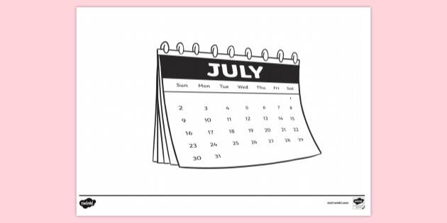 FREE! - July On Calendar Colouring Sheet | Colouring Sheets