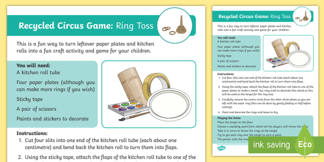 Recycled Circus Craft and Game: Ring Toss Activity
