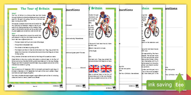 Tour of Britain Differentiated Reading Comprehension Activity