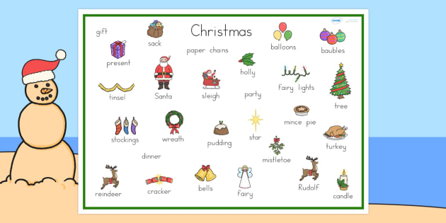 Australia Christmas Word Mat - christmas, word mat, keywords