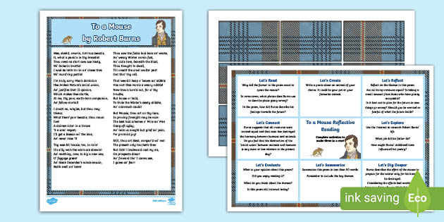 To a Mouse by Robert Burns Reflective Reading Comprehension Activity