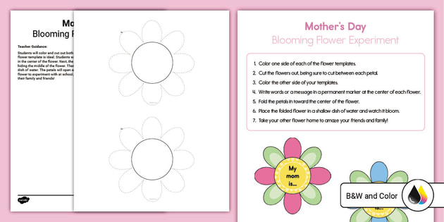 Mother's Day Blooming Flower Experiment (teacher made)