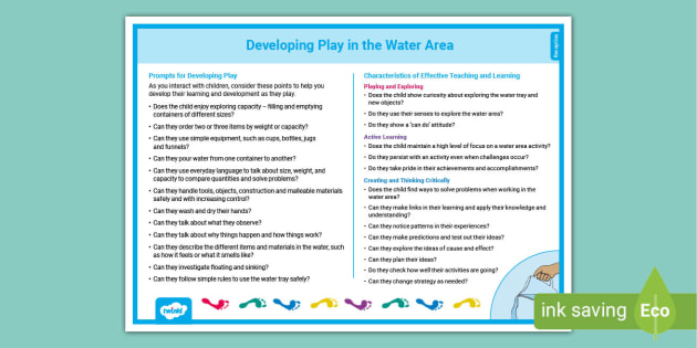 EYFS Water Area Reception Next Steps Poster (teacher made)
