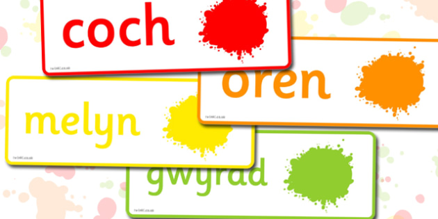 Colour Word Cards Welsh (teacher made)