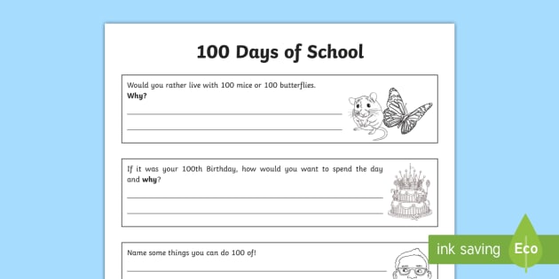 100 Days of School Worksheet / Worksheet