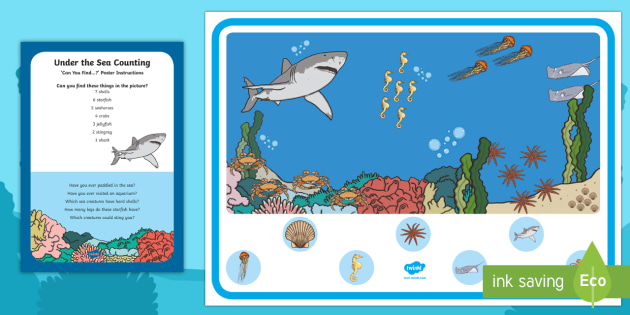 Under the Sea Counting Can You Find...? Poster and Prompt Card Pack