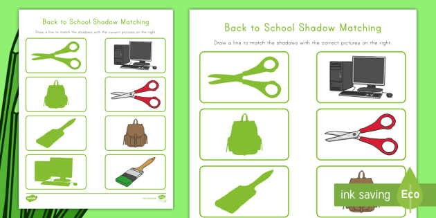 Back-to-School Shadow Matching Worksheet | Twinkl