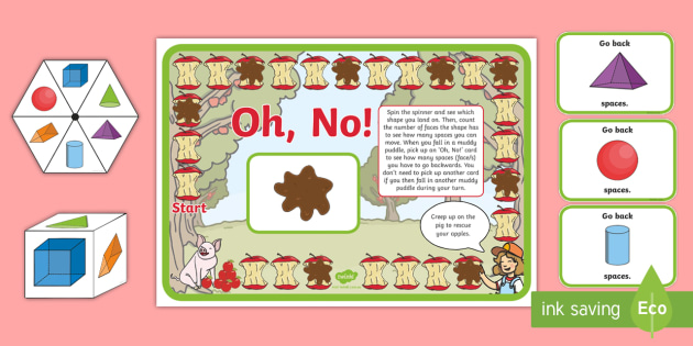 Oh, no! 3D Shape Board Game (teacher made)