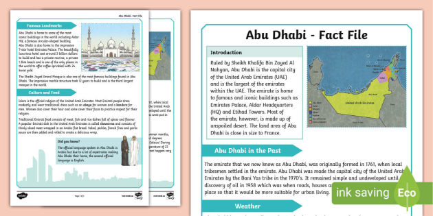 Abu Dhabi Fact File (teacher made)