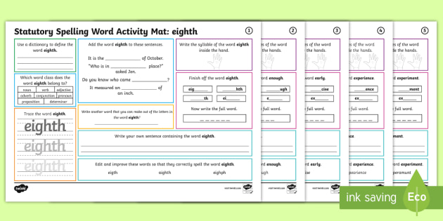 Year 3 and 4 Statutory Spelling Words Activity Mat Pack 7