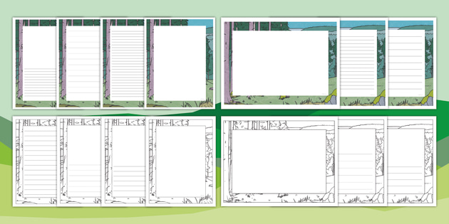 Blank and Lined Journal Writing Pages - Taiga Biome Border