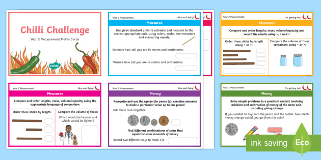 Chilli Challenge Year 2 Measurement Maths Cards