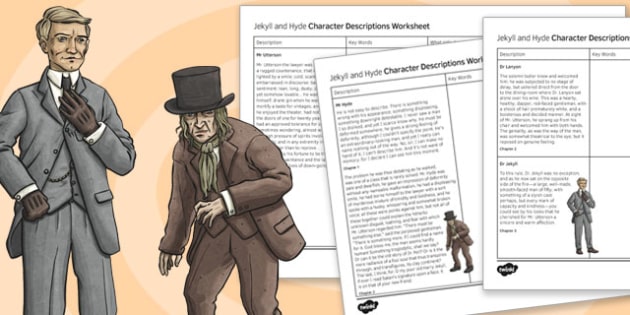 GCSE Jekyll and Hyde Character Description Worksheet Chapters 1-3
