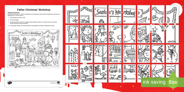Collaborative Colouring Pages | Father Christmas' Workshop