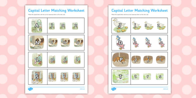 The Tale of Jemima Puddle-Duck Themed Capital Letter Matching Worksheet