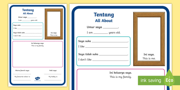 Indonesian English All About Me Poster (teacher made)