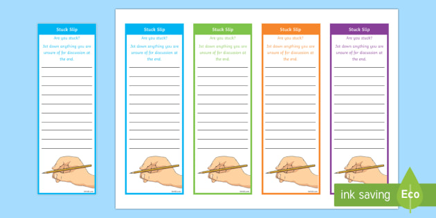 Stuck Slips Bookmarks (teacher made)