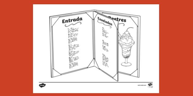 FREE! - Spanish Restaurant Menu Colouring | Colouring Sheet