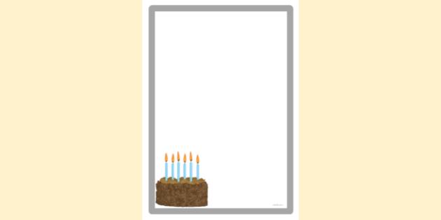 FREE! - Simple Blank Chocolate Cake Border | Page Borders | Twinkl