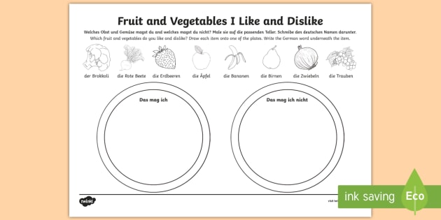 Foods I Like And Dislike Fruit And Vegetables Worksheet Worksheet 