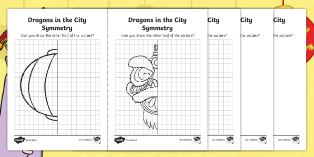 Dragons in the City: Chinese New Year Symmetry Worksheets
