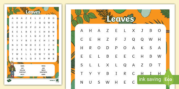 Leaves Wordsearch (teacher made)