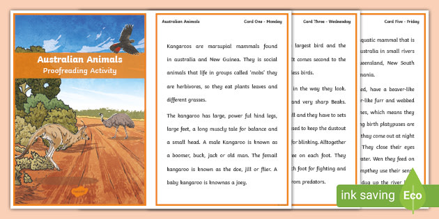 Australian Animals Proofreading Activity (teacher made)