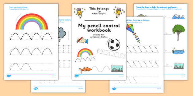 Line Handwriting Worksheets Romanian Translation