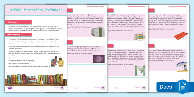 Year 5/6 Reading Comprehension Skills - Making Connections Worksheet