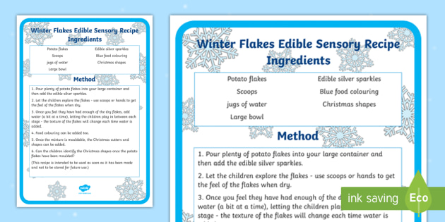 Winter Flakes Edible Sensory Recipe