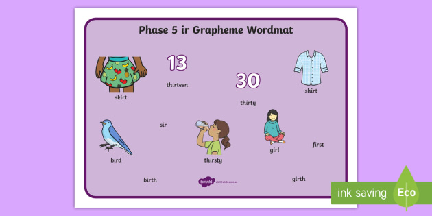 Phase 5 ir Grapheme Word Mat - Phase 5 ir Grapheme Word Mat