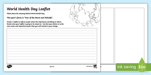 World Health Day Design a Leaflet Worksheet / Worksheet