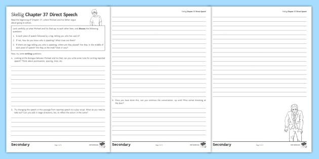 Skellig Chapter 37 Direct Speech Worksheet (teacher made)