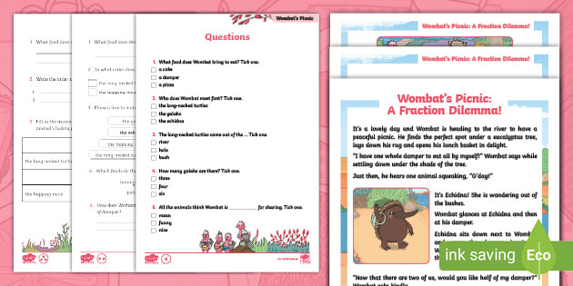 Wombat's Picnic Reading Comprehension Activity