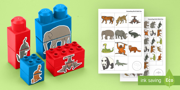 Asian Jungle Animals Matching Connecting Bricks Game