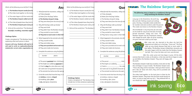 The Rainbow Serpent Differentiated Reading Comprehension