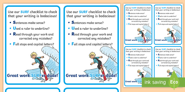 SURF Writing Checklist Book Prompt (teacher made)