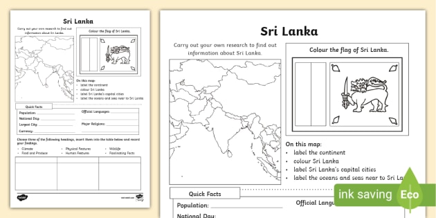 KS2 Sri Lanka Research Activity - Twinkl - Geography