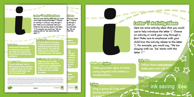 Letter 'i' Activity Ideas (teacher made)