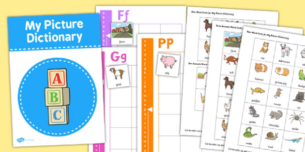 Picture Dictionary Animals Word Cards Pack (teacher made)