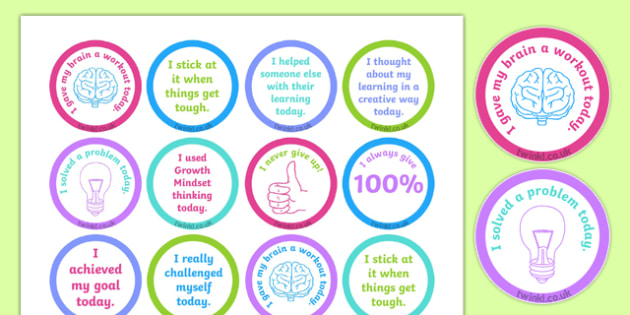 Growth Mindset Achievement Stickers