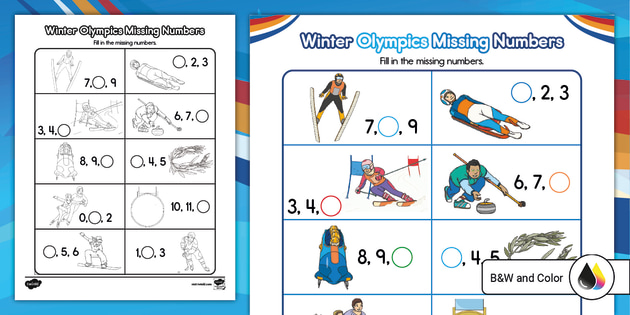 Winter Olympics Missing Numbers Activity