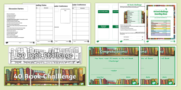 40 Book Challenge Pack (teacher made)