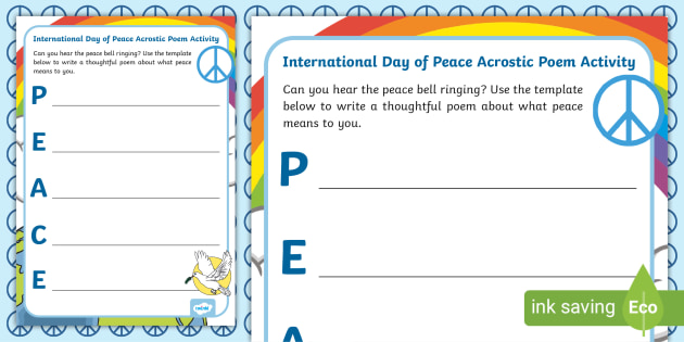 FREE! - Peace Day Poem Activity - International Day of Peace
