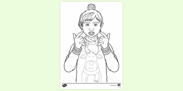 BSL Laughing Colouring Sheet | Colouring Sheets