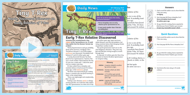 LKS2 Tiny T-Rex Daily News Resource Pack (teacher made)
