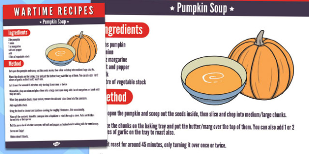 Wartime Pumpkin Soup Recipe (teacher made)